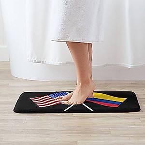 American and Colombia Flag Non-Slip Mat 20x31in Suitable for Home Kitchens and Offices