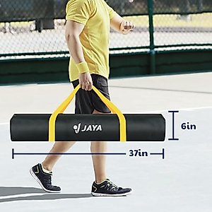 JAYA Portable Pickleball Net, IPF Standard 22FT, Steady Metal Frame, Easy Setup, Suitable for Driveways and Backyards Ginger Yellow with Black