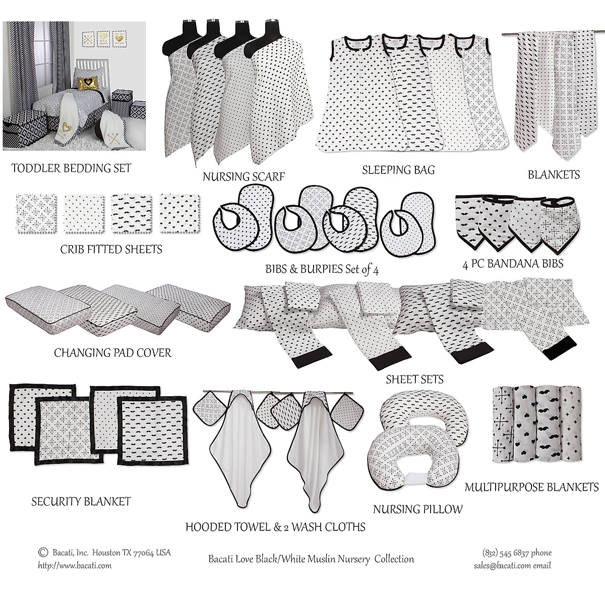 Bacati Love Diamond Plush Diaper Changing Pad, Black/White