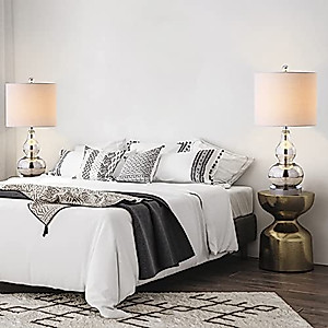 JONATHAN Y JYL1028C-SET2 Anya 20.5" Mini Glass Lamp(Set of 2) Transitional,Glam,Midcentury for Bedroom, Living Room, Office, College Dorm, Coffee Table, Bookcase, Silver, 2 Piece