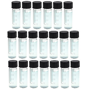 ULTECHNOVO Glass Vials with Screw Caps, Clear Liquid Sample Glass Bottles, 20pcs Chromatography Vials Reagent Serum Storage Bottle with Scale and Black Solid Lid and Septa