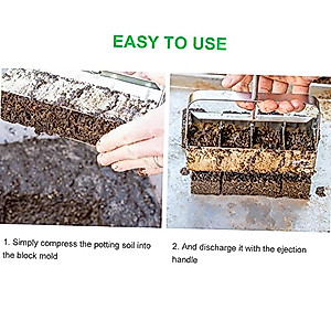 Irfora Handheld Soil Blocker 2-Inch Soil Block Maker Soil Blocking Tool with Dibbles Dibbers for Garden Prep