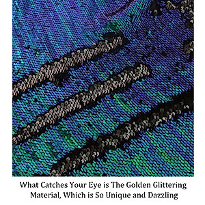 Pardecor Sequin Fabric by The Yard 1 Yard Iridescent Green to Black Mermaid Reversible Sequin Fabric Flip up Glitter Fabric Two Tone Sequin Fabric for Sewing Wedding Dress Pillow Decor