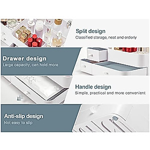 Makeup Organizer with Drawers,Large Capacity Countertop Organizer for Vanity,Bathroom and Bedroom Desk Cosmetics Organizer for Skin Care,Brushes, Eyeshadow, Lotions, Lipstick, Nail Polish and Jewelry