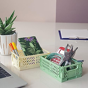 monomono Mini Stackable Plastic Baskets - 5-Pack, Cute and Compact Solution for Home and Office Organization (5.9x3.9x2.2 in, Blue)
