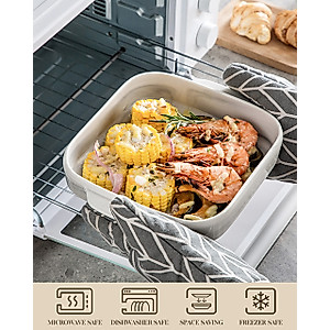 MALACASA Baking Dish, Square Lasagna Pan, 1.6 QT Baking Pan, Deep Casserole Dish for Cooking, Kitchen, Family Dinner, Banquet and Daily Use, 8.5 x 8.5 x 2.5 inch, Series BAKE-GREY