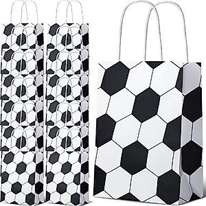 30 Pcs Soccer Party Favor Bags Soccer Paper Goodie Bags Soccer Themed Print Present Bags Candy Bags for Kids Boys Girls Adult Soccer Football Sports Birthday Party Supplies