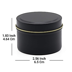 Black Candle Tins 4oz, Bulk Candle Making Tins 24 Piece Candle Containers, Wholesale Candle Jars for Candle Making - More Color Available (Black)