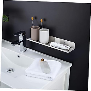 WATIIFUFU Shelf Wall Mount Shelves Shower Basket Wall Mounted Shelves Metal Storage Rack Metal Storage Shelves Metal Shelving Shower Rack White No Punching Toilet Rack Stainless Steel