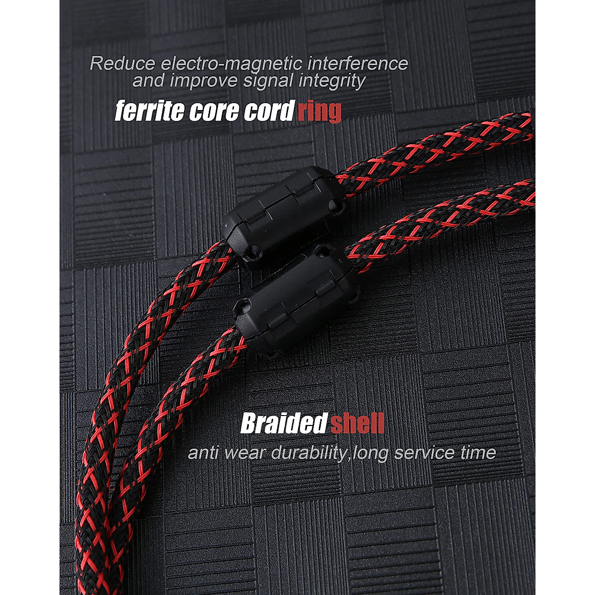 RCA Cable, 2RCA Male to 2RCA Male Stereo Audio Cables 【Hi-Fi Sound】Braided RCA Stereo Cable for Home Theater, HDTV, Amplifiers, Hi-Fi Systems, Car Audio, Speakers (6.6FT)