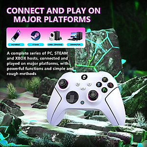YUYIU Upgraded Wireless Controller with 7 Colors RGB Light for Xbox Controller, Xbox One Series X|S,Consoles,Steam PC Windows, Dual Vibration/Turbo/Programmable, with 3.5mm Audio Jack, 2.4GHZ Adapter