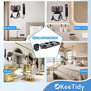 Wall Mount Holder Compatible with Shark FlexStyle HD430 HD435 HD440BK, Hair Dryer Stand, Wall Mounted Organizer for Storage Attachments, Rack with Cord Hanger for Accessories Curlers Brushes