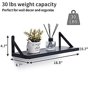 Black Floating Shelves, Modern Black Wall Shelf for Bathroom, Wood Floating Shelf Wall Mounted for Home Decor, Storage Hanging Shelves for Living Room, Bedroom, Office