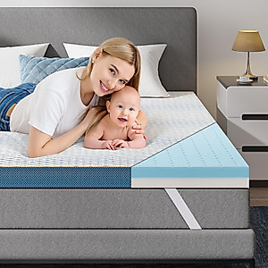 VISCOFLEX 4 Inch Firm Memory Foam Mattress Topper Queen Size, Gel Infused Bed Topper with High Density Support Foam-Relieve Back Pain with Ultra Comfy Cover