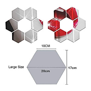 KimDaro Mirror Wall Stickers Non Glass Mirror Plastic Mirror 3D Hexagon Acrylic Mirror Wall Decor Self Adhesive Tiles (15 PCS)
