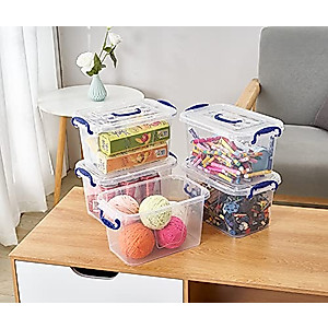 YYQX 6-Pack Clear Plastic Storage Bin with Lids, Stackable Organizer Box with Latching Handle, 6.5L/7quart