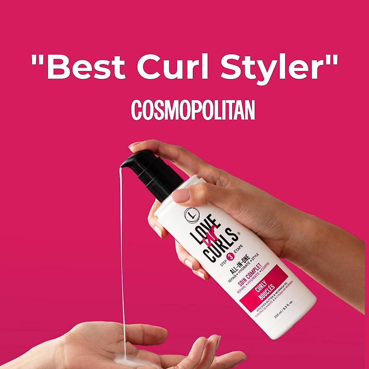 Love Ur Curls - LUS All in One Curl Cream Styler, Anti Frizz Curling Cream for Curly Hair, Repair, Define, Hydrate & Style with Shea Butter, 250mL