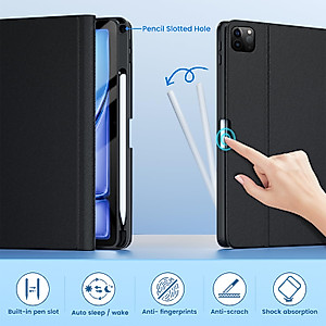 OYEEICE Keyboard Case for iPad Pro 12.9 inch (6th, 5th, 4th Gen) & New Air 13 inch M2, 7 Color Backlit Detachable Wireless Keyboard, Auto Sleep/Wake Cover with Pencil Holder (2022 2021 2020) - Black