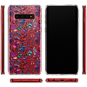 TPU Phone Case Compatible with Samsung A72 A71 5G A70 A51 A50 A32 A21 A11 A12 A13 A14 A01 Clear Silicone Forest Mushrooms Lightweight Amanita Witchy Magic Moth Shockproof Protective Bats