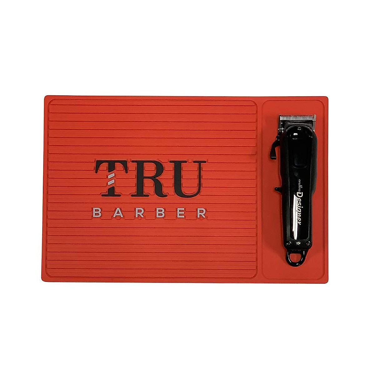 TRU BARBER ORGANIZER MAT 14”X 9” (RED) Flexible PVC Station Mat, Professional Mat, Salon and Barbershop work Station pads, Beauty salon tools hairstylist, Counter mat for clippers, Anti slip