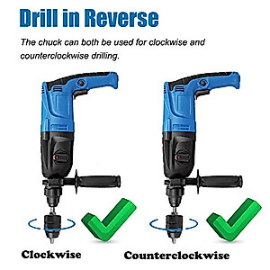 Hymnorq 1/2-20UNF Keyless 1.5-13mm 3-Jaw Drill Chuck with SDS Plus Shank Adaptor, Full Metal Body, Fit Rotary Hammer and Hammer Drill, to Hold Bits from 1/16 Inch to 1/2 Inch