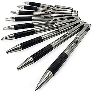 ZEBRA F-301 Ballpoint Retractable Pen, Black Ink, Fine Point Tip, 9 Pens per Pack Refillable Pens with Refill 0.7 mm Stainless Steel