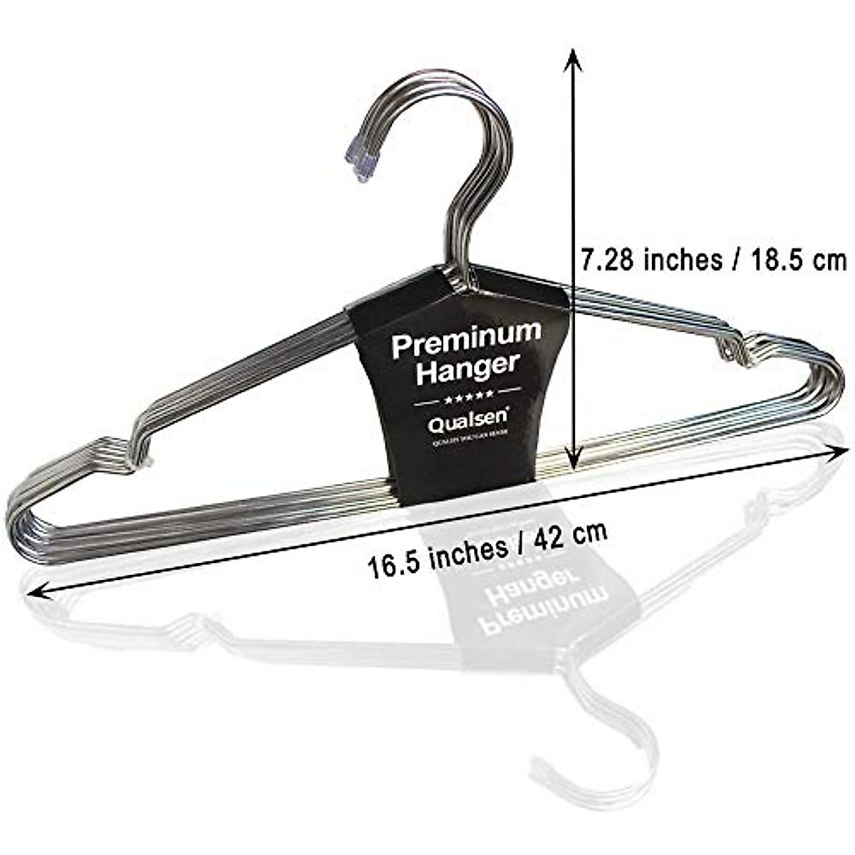 Qualsen Clothes Hangers 20 Pack Stainless Steel Strong Metal Wire Coat Hangers Suit Hangers for Home Hotel and Clothes Store 16.5 Inch/42 cm