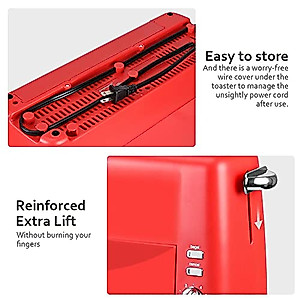 prepAmeal Long Slot Toaster 2 Slice Toaster with 6 Shade Settings, Bagel / Cancel, Extra Wide Slots, Removable Crumb Tray, for Bagels, Waffles, Breads, Puff Pastry, Snacks (2-Slice, Red)