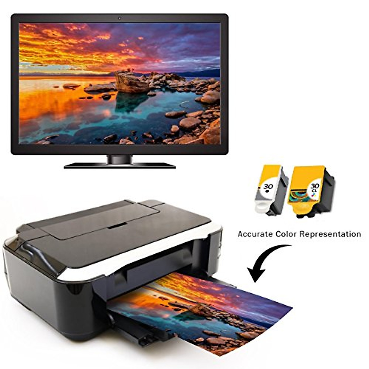 Limeink© 5 Pack Remanufactured 30XL Ink Cartridges (3 Black, 2 Color) Use Replacement for ESP: 3.2, C110, C310, C315, Office 2150, Office 2170, Hero 3.1 Hero 5.1 Series Printers 1550532 1341080