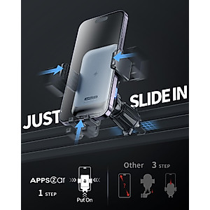 APPS2Car Wireless Car Charger Auto Clamping Wireless Car Charger Mount Car Phone Holder Wireless Charger for Dashboard & Air Vent Phone Mount for Car Wireless Charging for iPhone 15/14/13 Galaxy etc