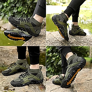 MeXYZ Men Women Water Hiking Shoes Barefoot Slip Resistant High Top Wading Shoes for Walking Fishing River Creek Kayaking Green