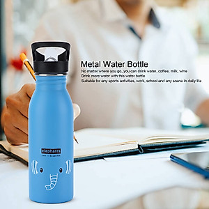 Fdit 500ml Stainless Steel Sport Water Bottle Thermo Mug Vacuum Insulated Water Bottle with Sucking Mouth Metal Canteen Water Bottle with Straw Lid(#1)