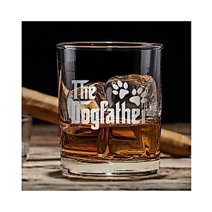 Promotion & Beyond Dogfather Cute Paws Whiskey Glass - Funny Gift for Dad Uncle Grandpa From Daughter Son Wife - Father's Day