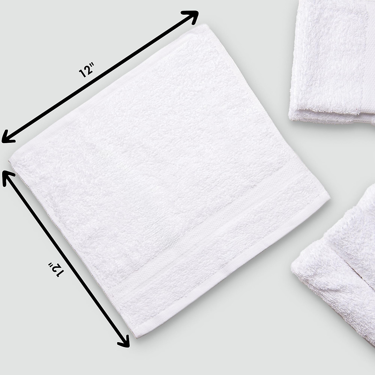 Bulk Spa White Washcloths – 96 Pack – Size 12” x 12” – Thick Loop Pile Washcloth – Absorbent and Soft 100% Ring-Spun Cotton Wash Cloth – Lint Free Face Towel – Wash Cloths Perfect for Bathroom
