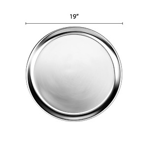 Thunder Group Pizza Tray, 19-Inch, Wide Rim, Metallic