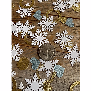 100PCS Snow In Love Bridal Shower Bachelorette Party Table Scatter,Diamond Ring And Snowflake Confetti for Winter Bridal Shower Decorations,Snow In Love Engagement Party Decor