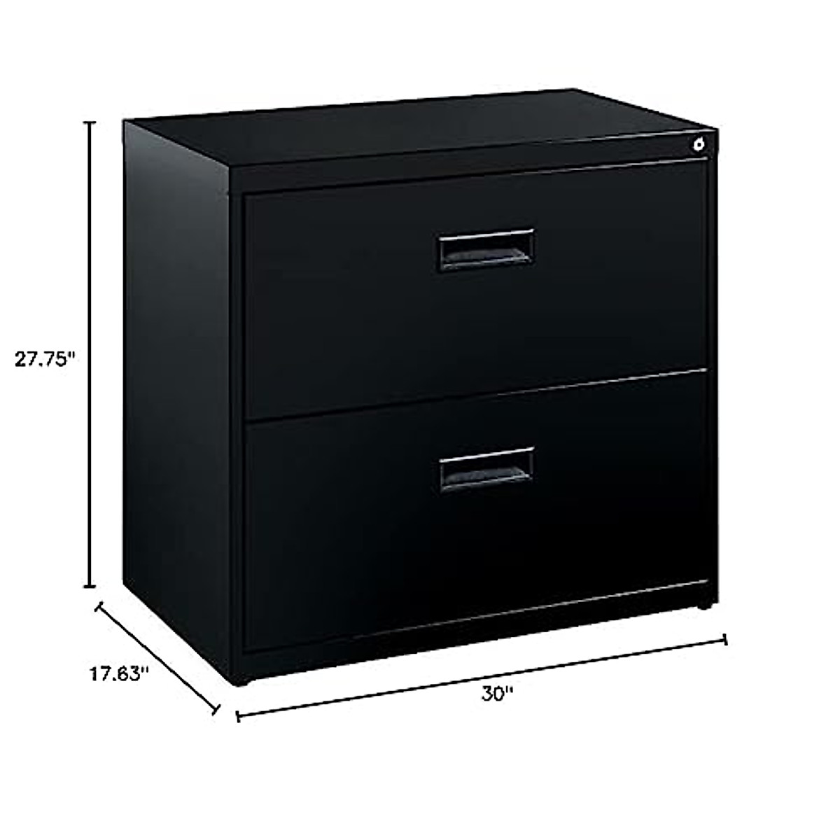 Hirsh 30" W Metal 2 Drawer Lateral File Cabinet Set Black with Front/Back Rails, Fully Assembled