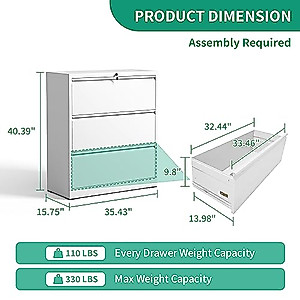 IKIMI Lateral File Cabinets with Drawer,Metal Lateral Filing Cabinet for Home Office,Wide Steel Storage Cabinet Commercial Drawer Cabinet for Legal/Letter/A4 Size Files