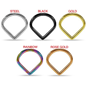 Triangle Septum Ring/Cartilage Earring- Septum Nose Ring- Gold Surgical Steel Hoop- 16 Gauge - 10mm Septum Ring