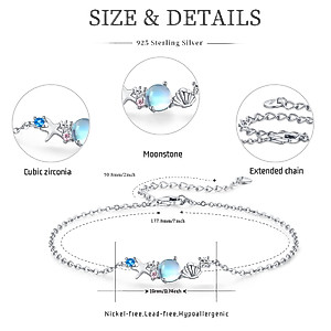 Twoowl Starfish Shell Bracelets 925 Sterling Silver Beach Bracelet Ocean Jewelry Gifts for Women Girlfriends