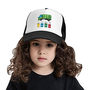 Yipaidel Boys' Garbage Day Trucks Waste Management Mesh Trucker Hat, Adjustable Snapback Baseball Cap for Gifts Black