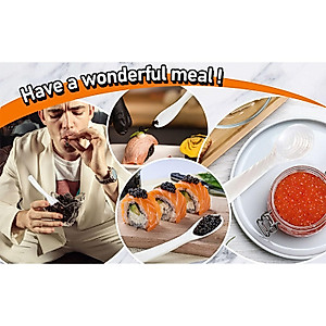 BUWUSMU Set of Caviar Spoons with Shell Design - Mother of Pearl MOP Caviar Spoons with Round Handles for Serving Caviar, Eggs, Ice Cream, Coffee in Restaurants (2 Pieces, 3.54 Inches)