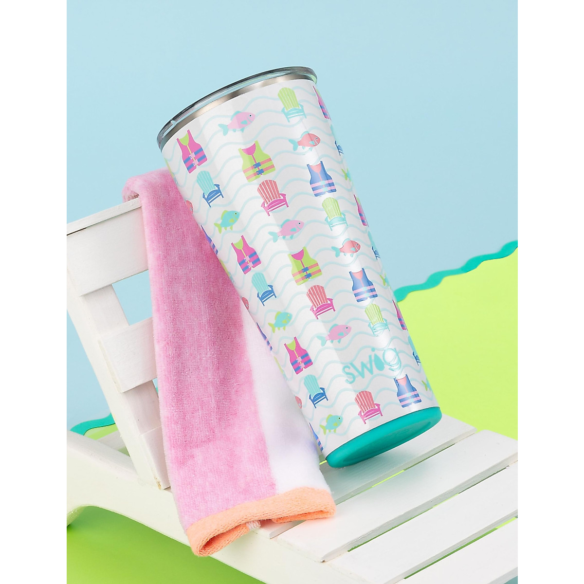 Swig Life 32oz Insulated Tumbler, Travel Coffee Tumbler with Lid, Cup Holder Friendly Travel Coffee Mug, Stainless Steel Thermos with Lid (Lake Girl)