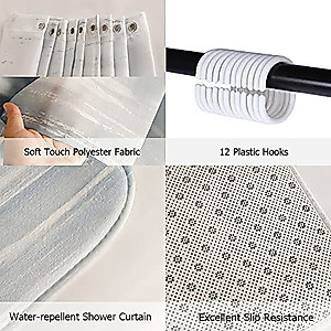 AtGoWac 4 Pieces Engine Shower Curtain Sets with Rugs, Black and White Man Cave Shower Curtain Set of 4 Piece, Men's Bathroom Decor