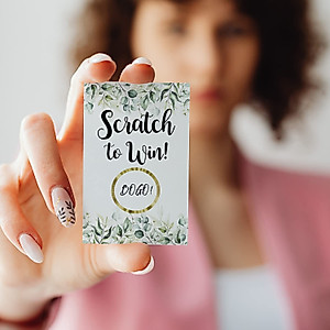 50 Greenery Scratch Off Game Cards, Greenery Lottery Tickets, Activities For Bridal Shower Activity, Baby Shower Raffle Ticket Reveal to Win Event Prizes.