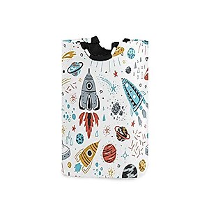 Blueangle Cartoon Rockets Laundry Basket Clothes Hamper Collapsible Durable Dirty Clothes Large Storage Laundry Organizer
