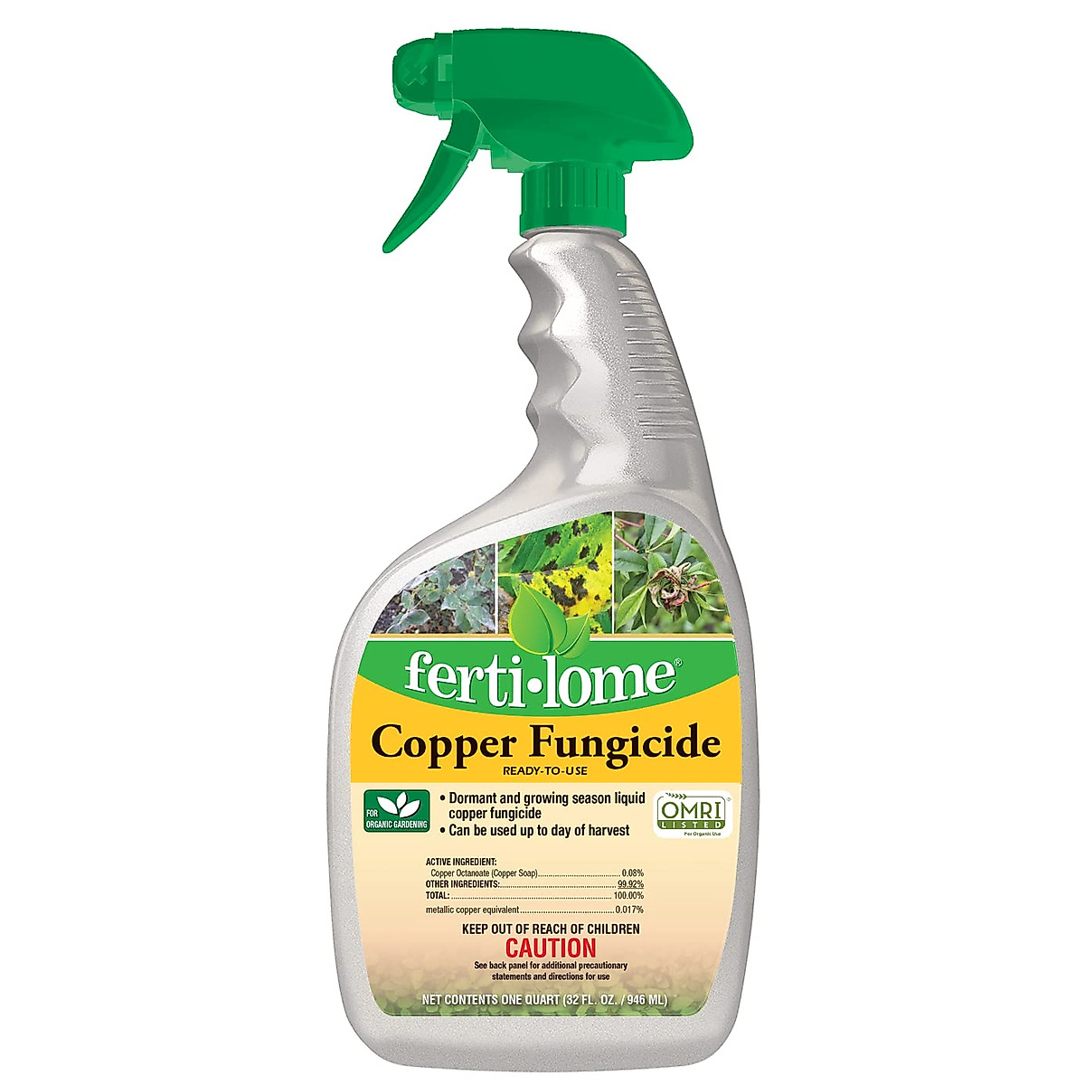 Fertilome (16136) Copper Fungicide Ready to Use, Controls Needle Blight, Blackspot, Powdery Mildew and More, OMRI Listed (32 oz.)