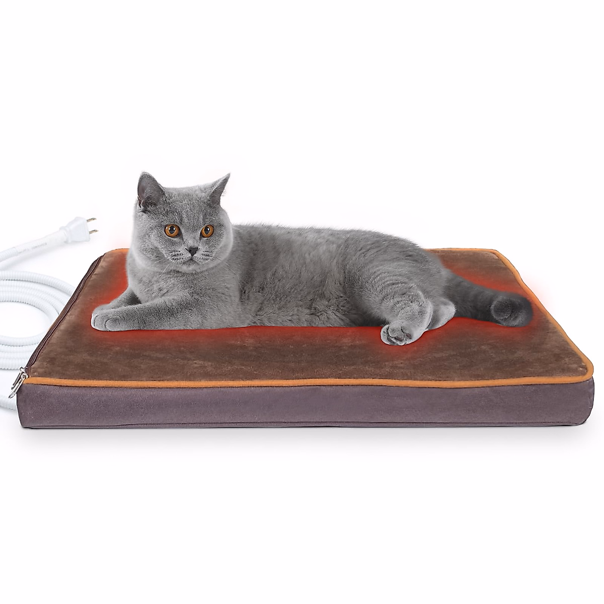 NAMOTEK Outdoor Heated Pet Bed for Cats Dog in Winter with Orthopedic Foam Base Auto Constant Temperature Electric Heating Pad & Waterproof Liner for Dog House Cabin Cot Doorway(19.7"Lx15.7"Wx1.7"Th)