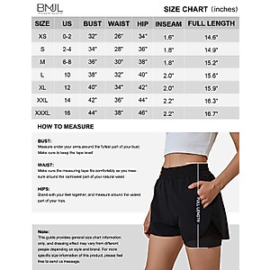 BMJL Women's Running Shorts Elastic Waistband High Waisted Short Pocket Sporty Workout Short Gym Athletic Shorts Pant (M, Black)