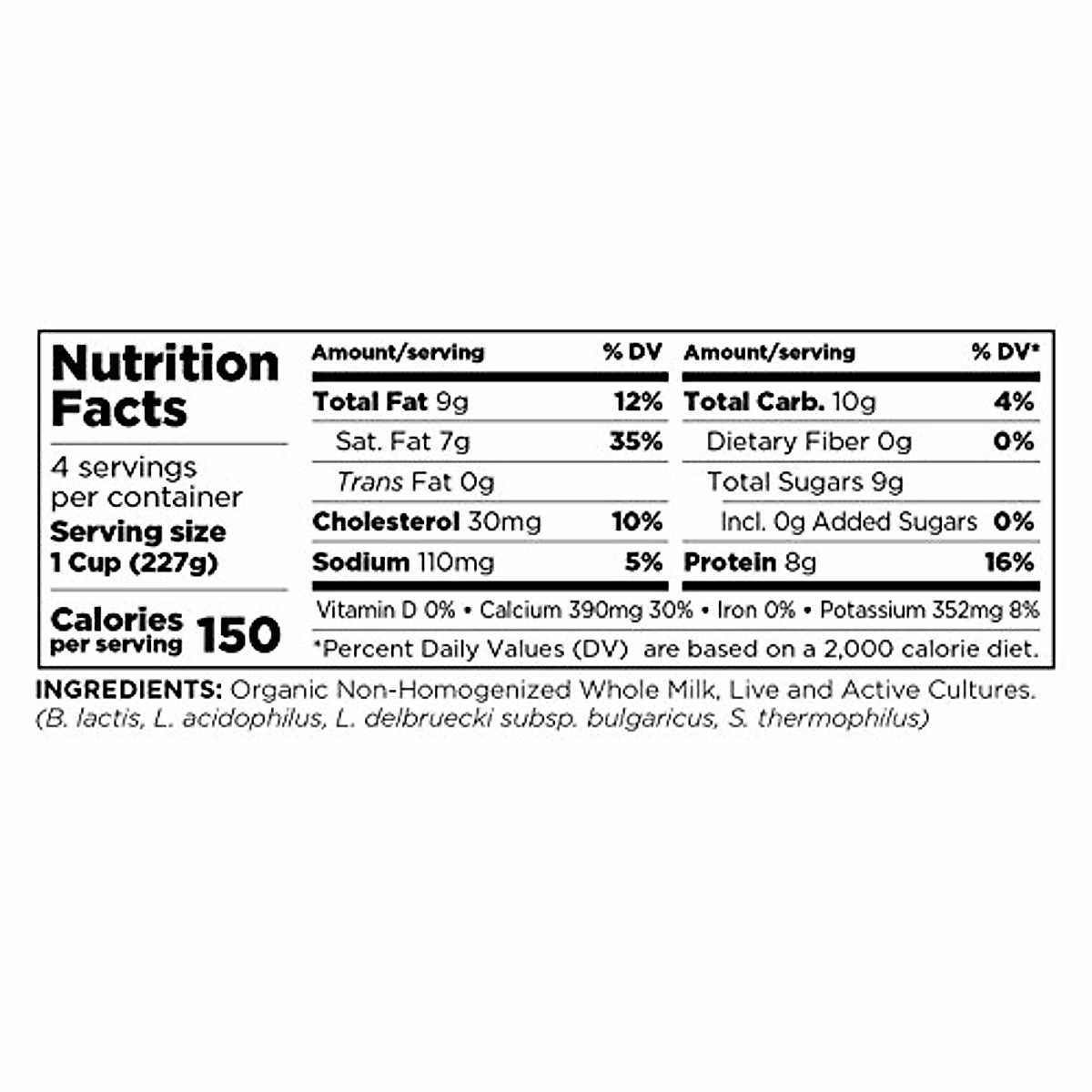 Maple Hill Creamery Organic Cream on Top Yogurt - USDA Organic Whole Milk Yogurt – Unsweetened No Sugar Added– 100% Certified Grass-Fed Yogurt, Plain, 32 oz